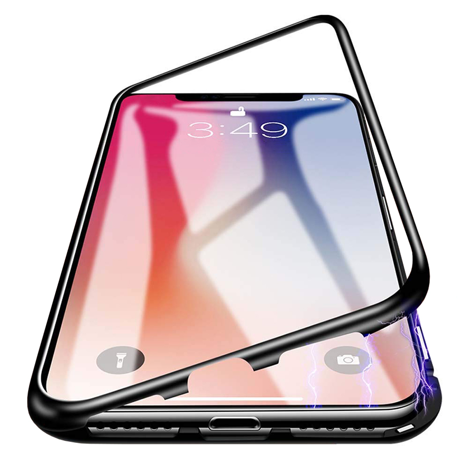 Detachable Magnetic Metal Frame Case for Apple iPhone Xs (Clear)